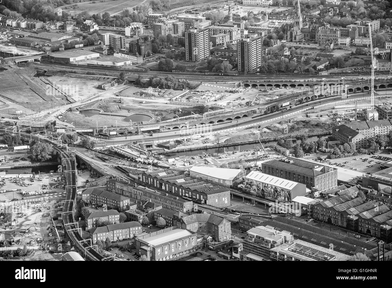 Aerial photo of derelict land Salford Stock Photo - Alamy