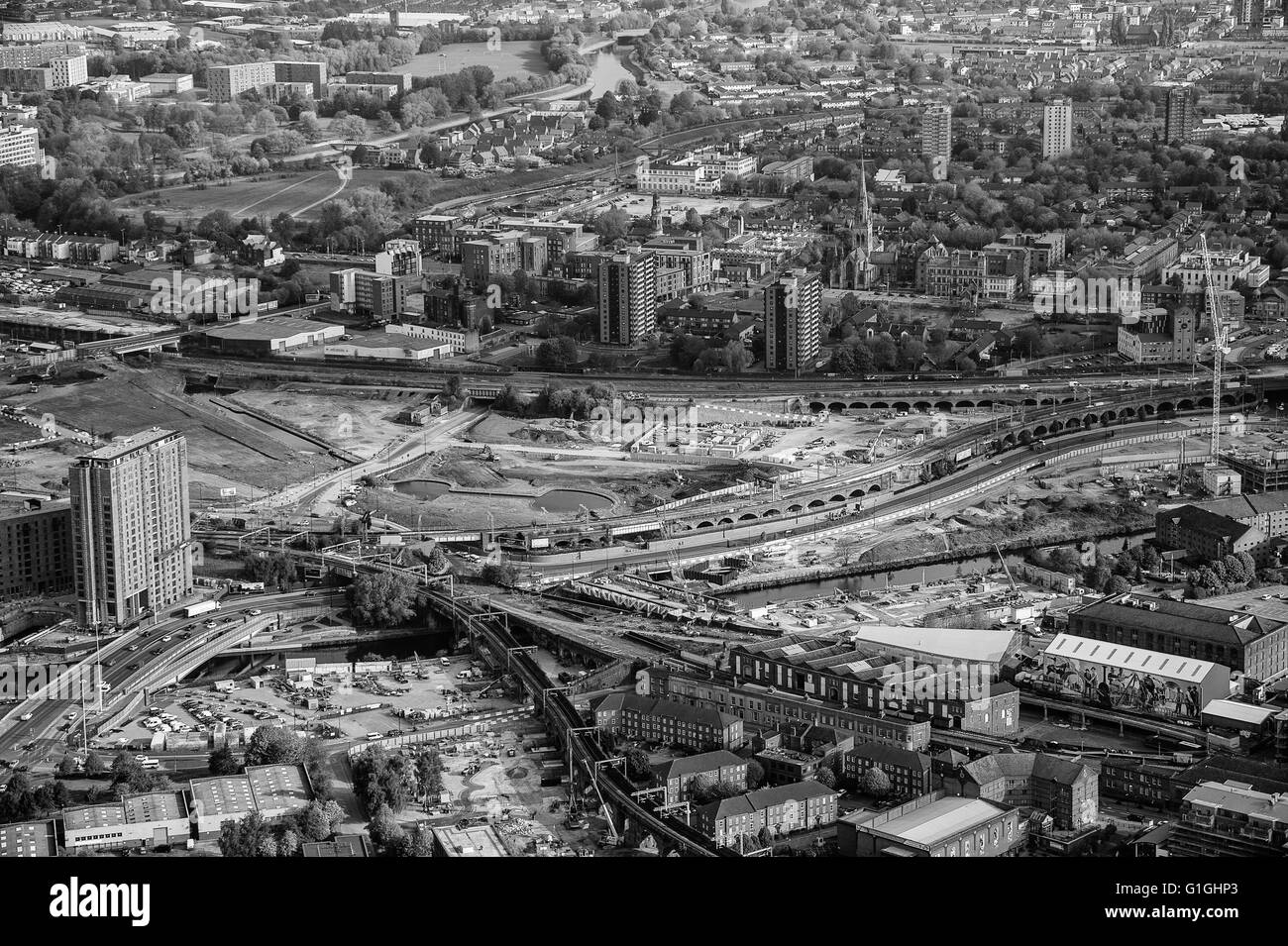 Aerial photo of derelict land Salford Stock Photo - Alamy