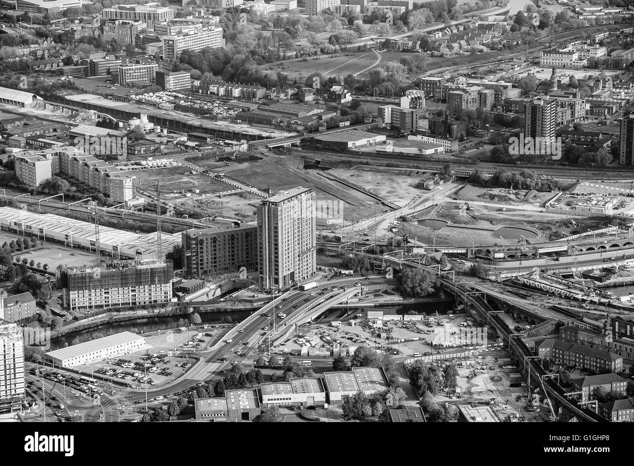 Aerial photo of derelict land Salford Stock Photo - Alamy