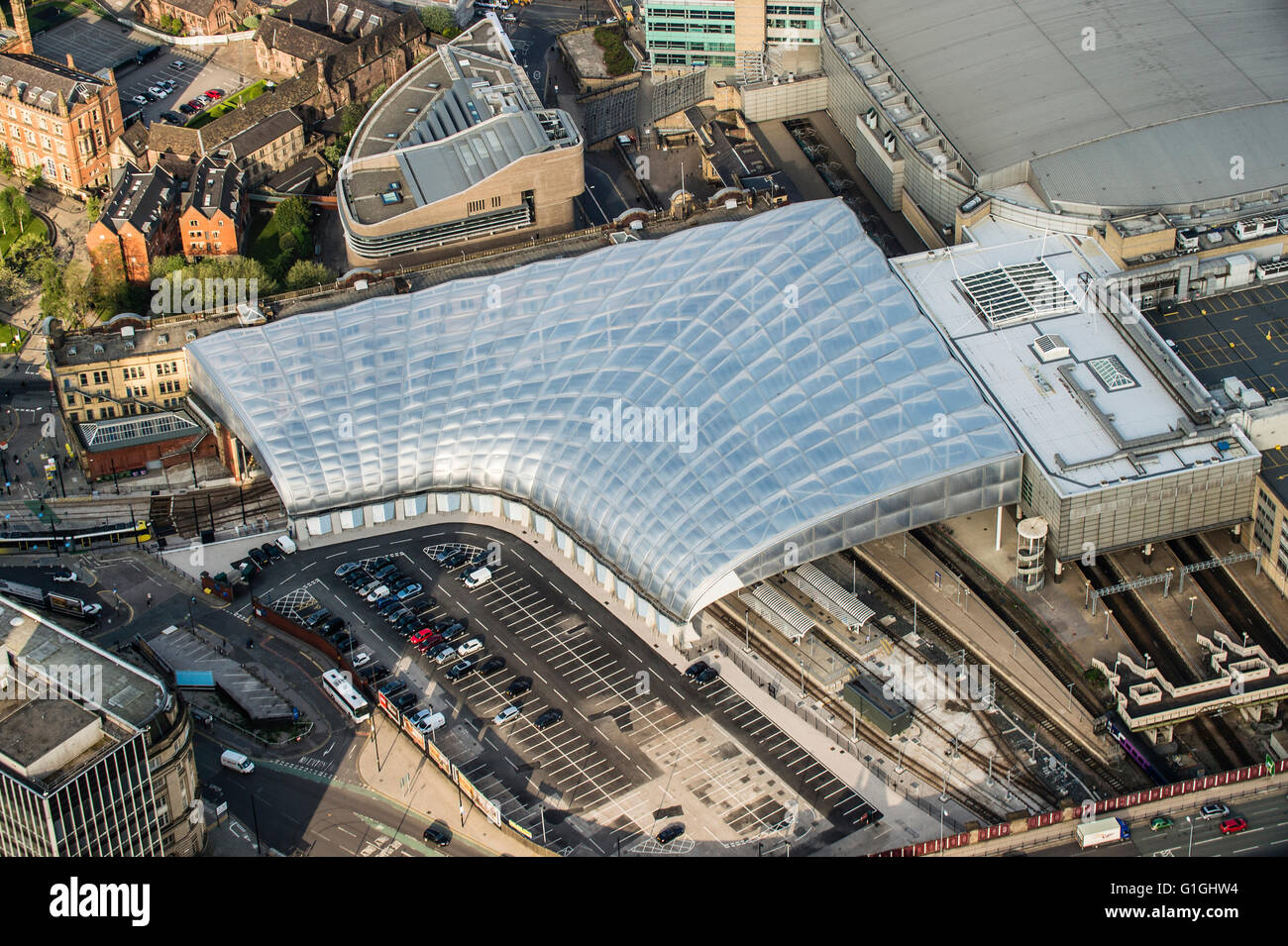 Aerial photo of the new extension to Victoria Station in Manchester ...