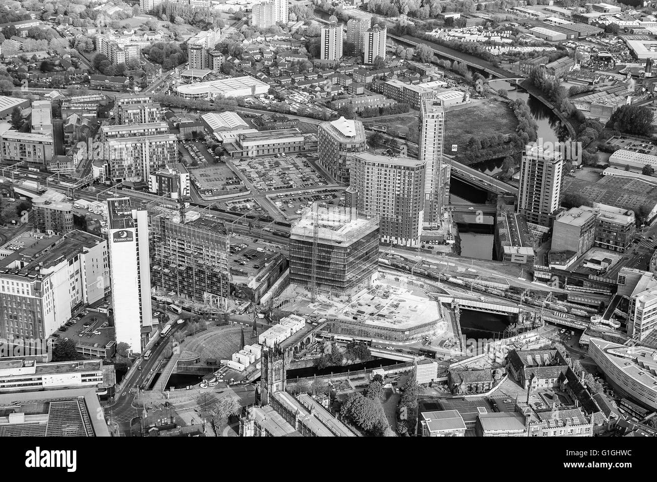 aerial photo of River Irwell Manchester and Salford Stock Photo - Alamy