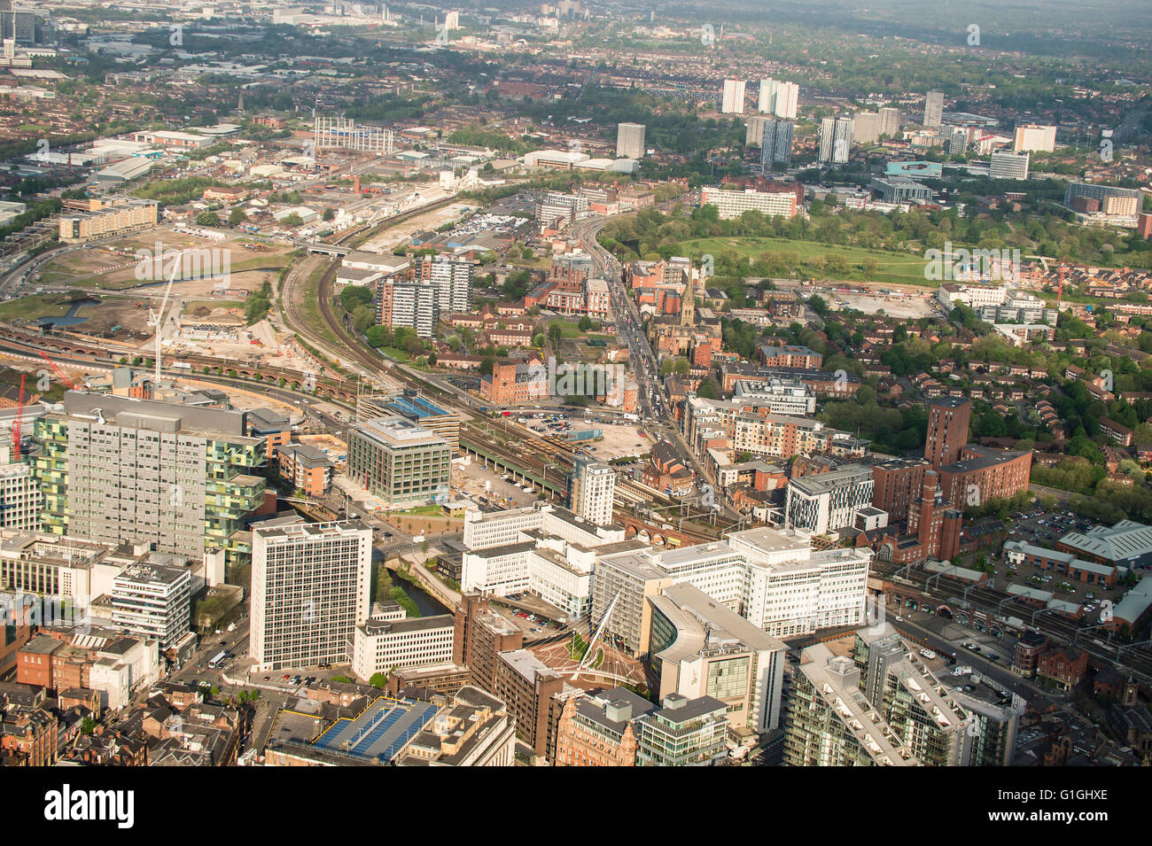 Aerial photo over Manchester Stock Photo - Alamy
