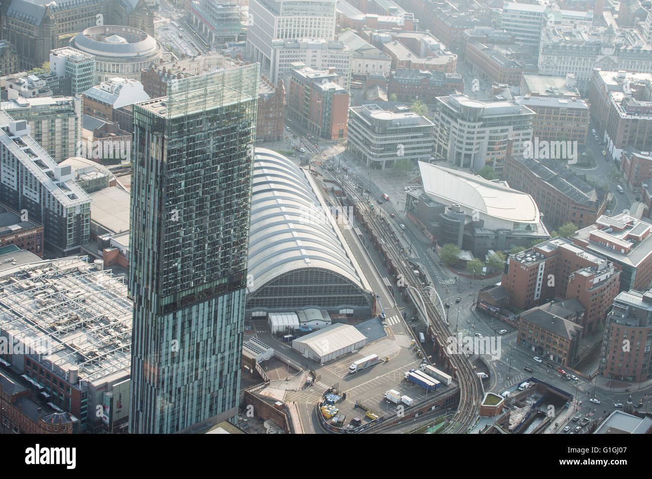 Aerial photo Manchester Beetham Tower and Exhibition Centre Stock Photo ...