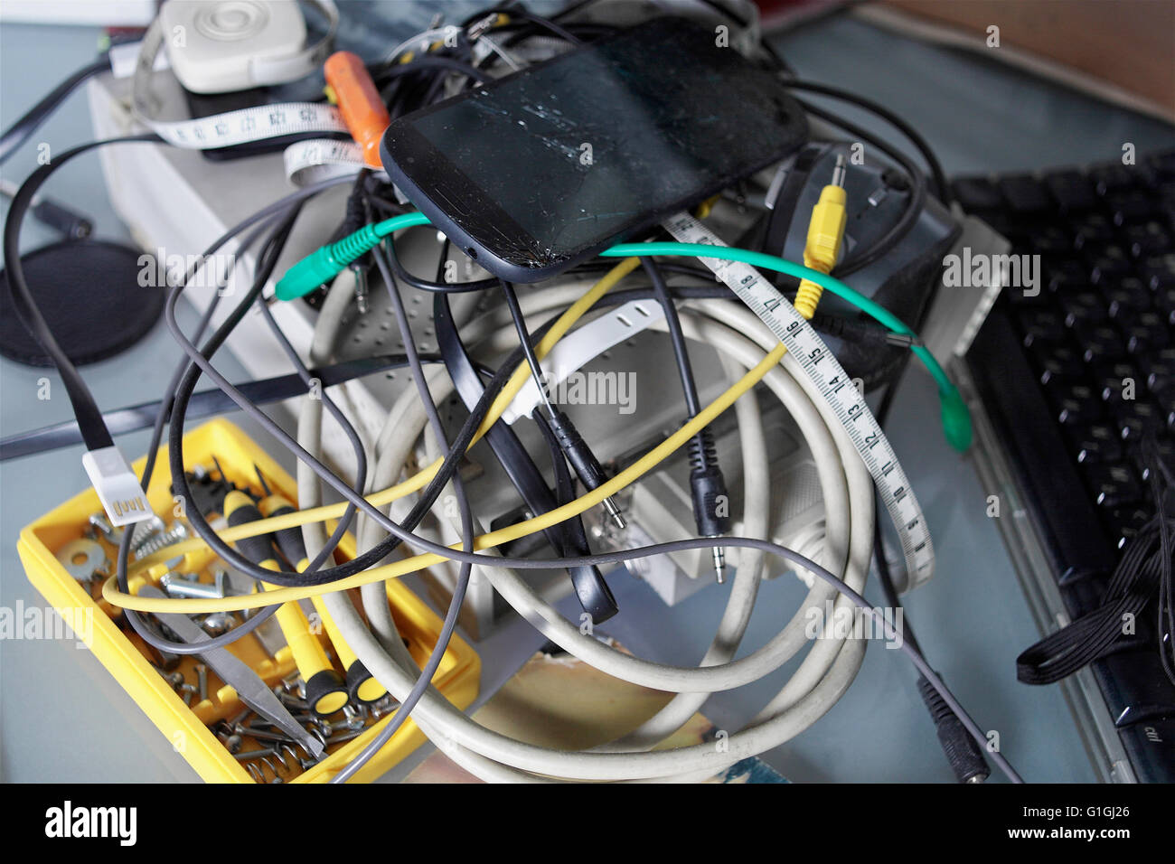 Mess On A Table Stock Photo - Alamy