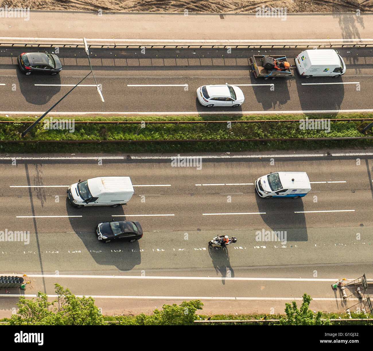 Aerial photo of cars on motorway Stock Photo - Alamy