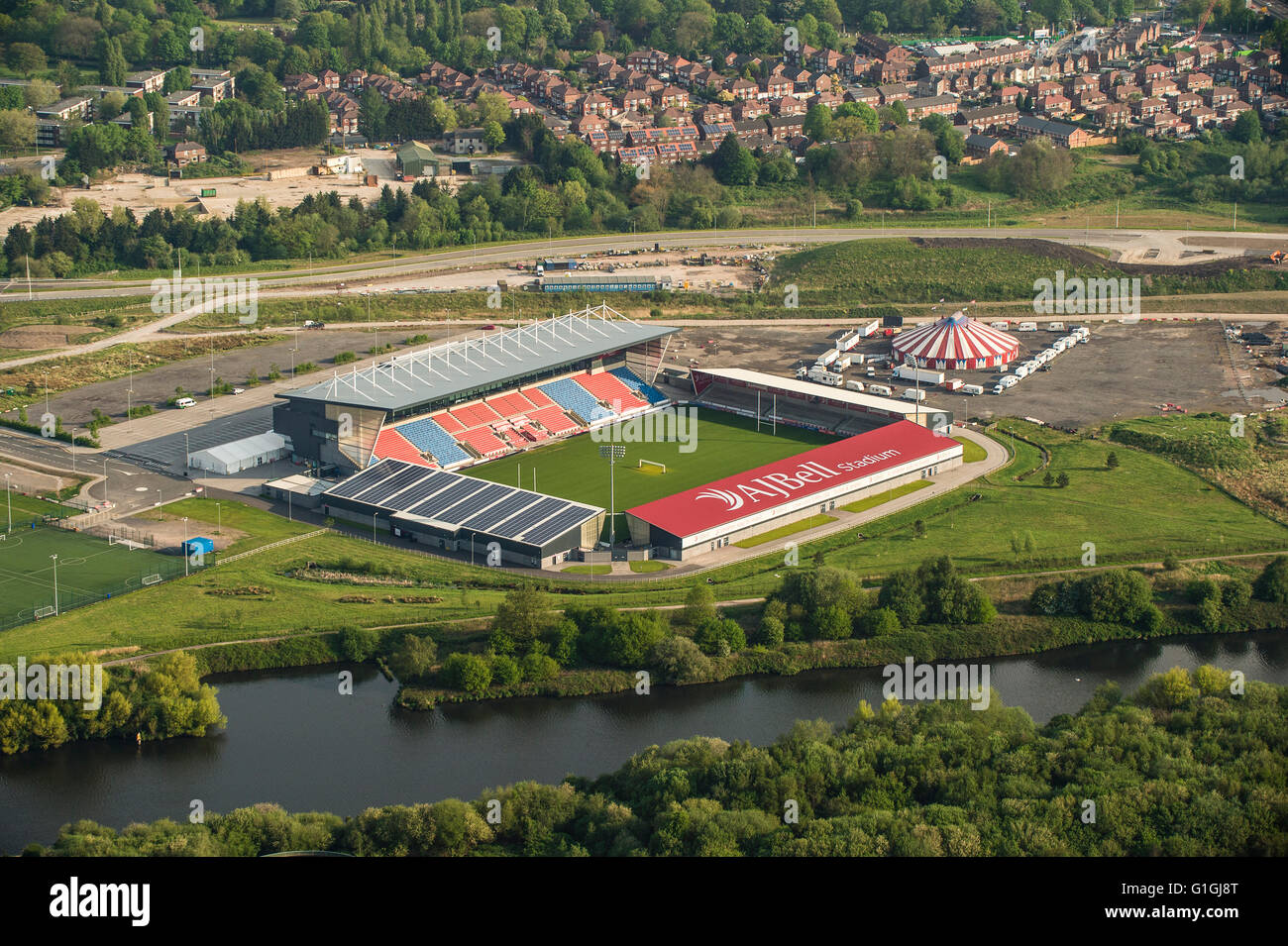 Aerial photo of Salford Sharks rugby stadium Stock Photo - Alamy