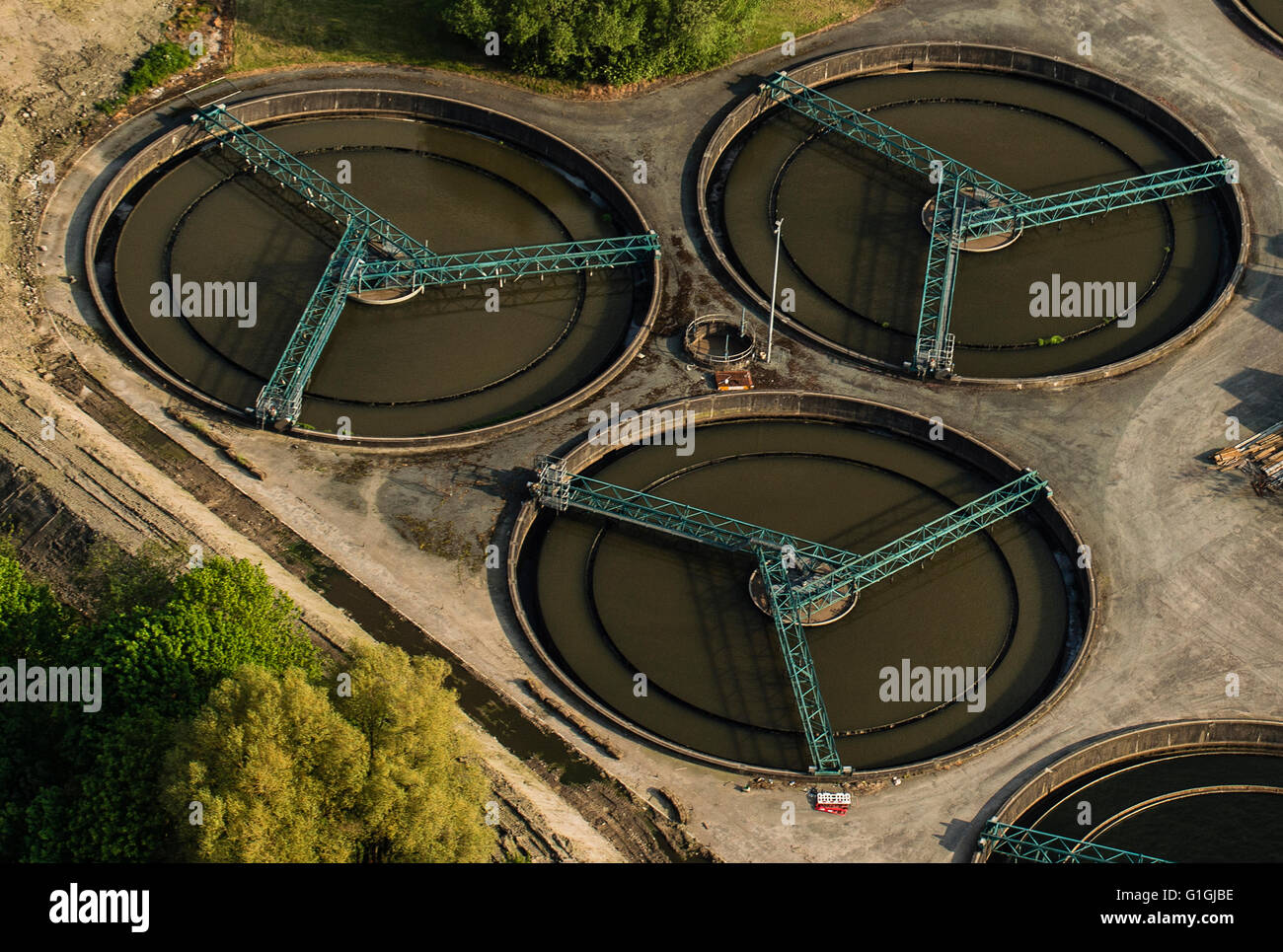 Aerial photo of waste water filter bed circles Stock Photo - Alamy