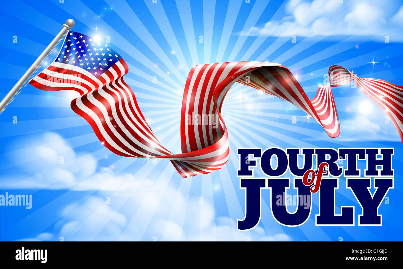 A Fourth of July Independence Day American flag in the sky ribbon ...