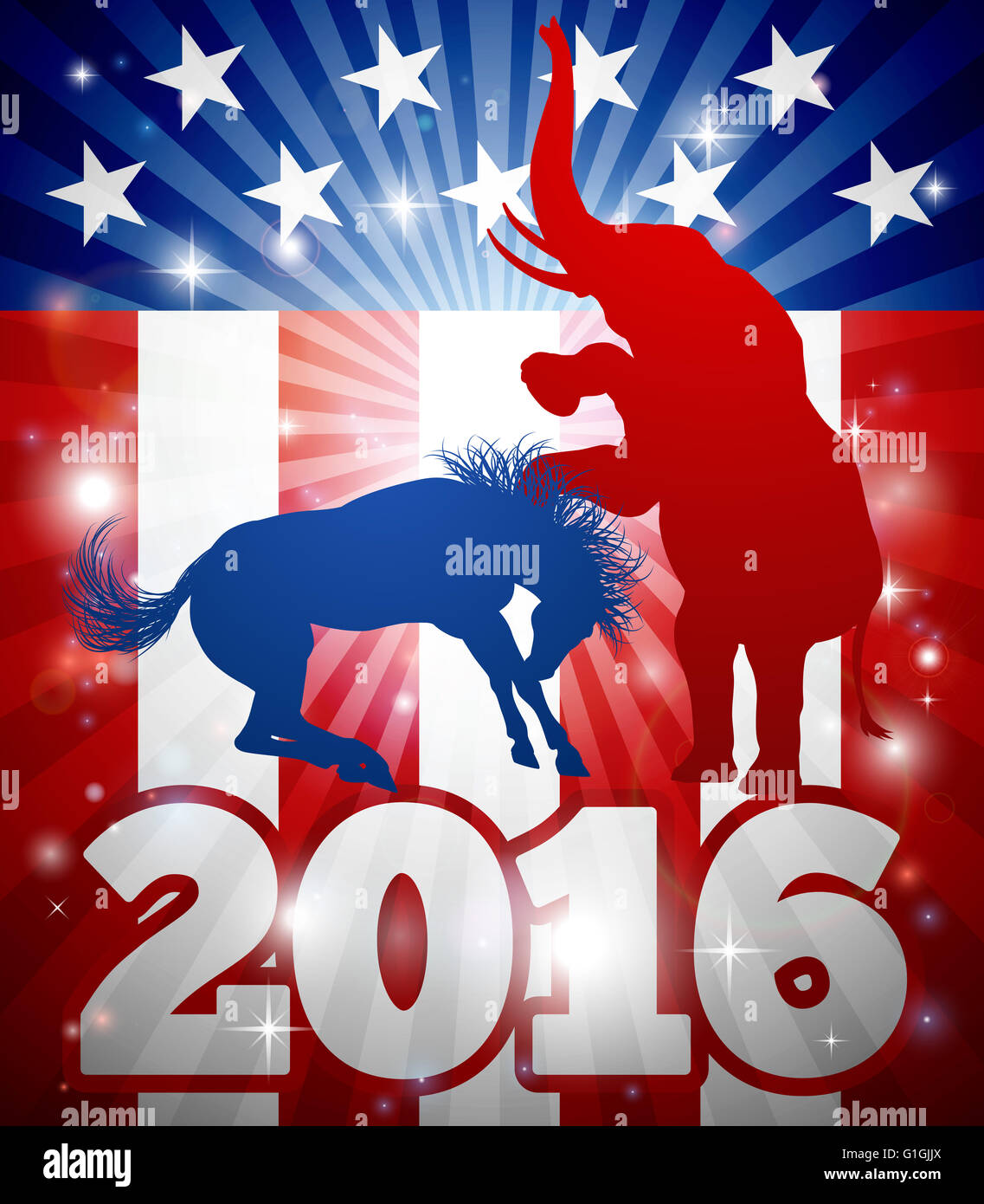 Mascot animals of American democratic and republican parties, blue ...