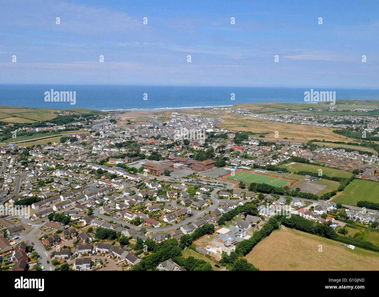 Aerial Views of North Cornwall Bude Taken from Helicopter Stock Photo ...