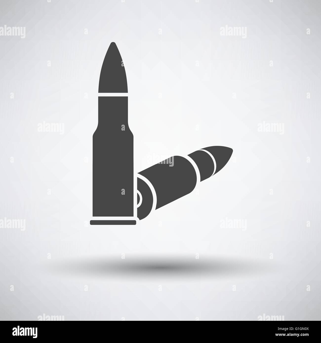 Rifle ammo icon on gray background with round shadow. Vector ...