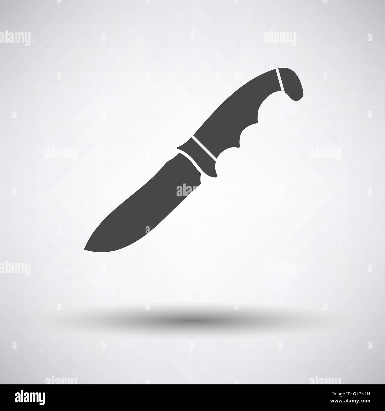 Hunting knife icon on gray background with round shadow. Vector ...
