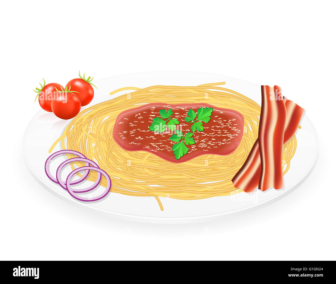 pasta illustration isolated on white background Stock Photo - Alamy