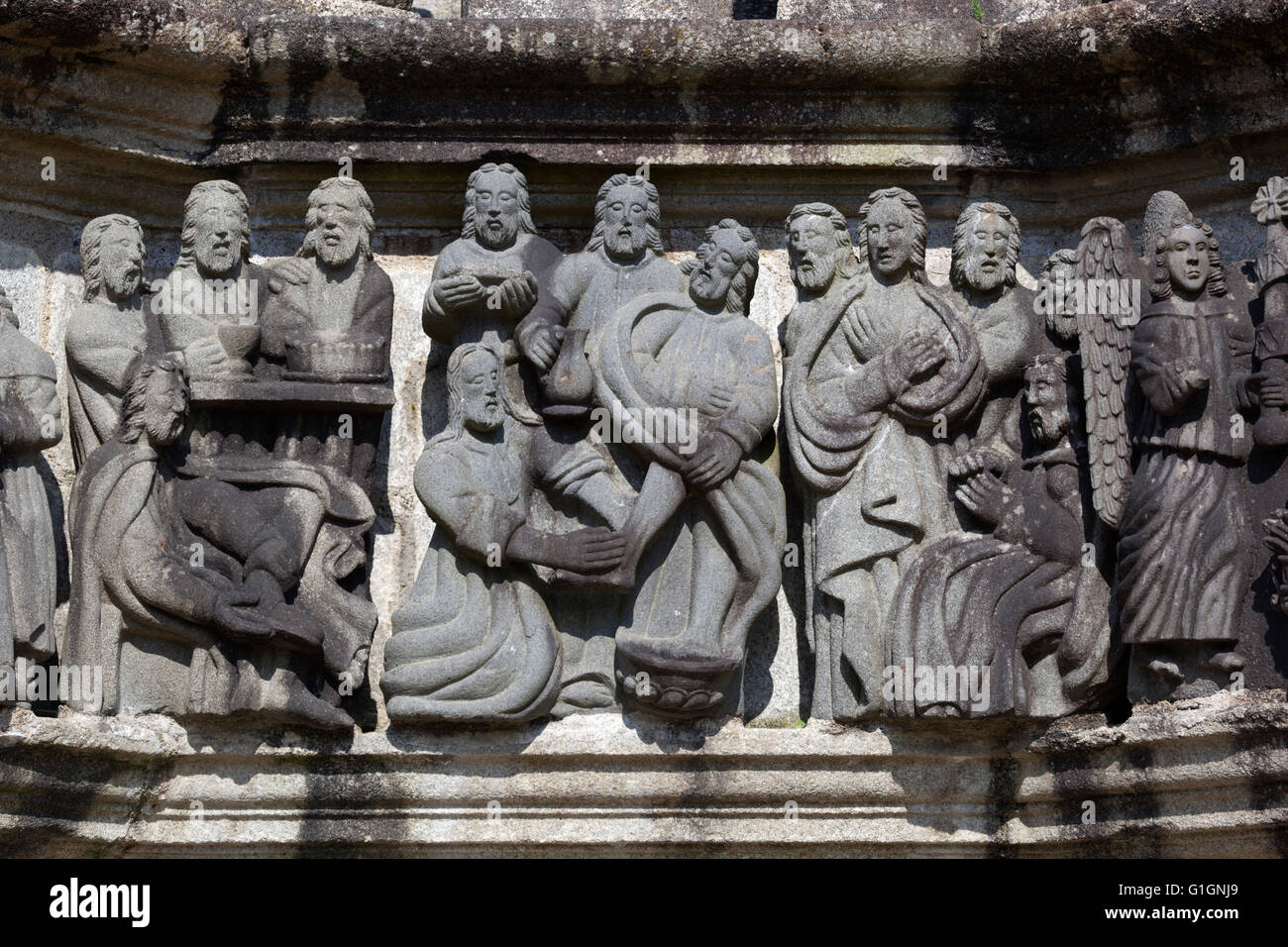 Stone carvings on the calvary inside the parish close, Guimiliau ...