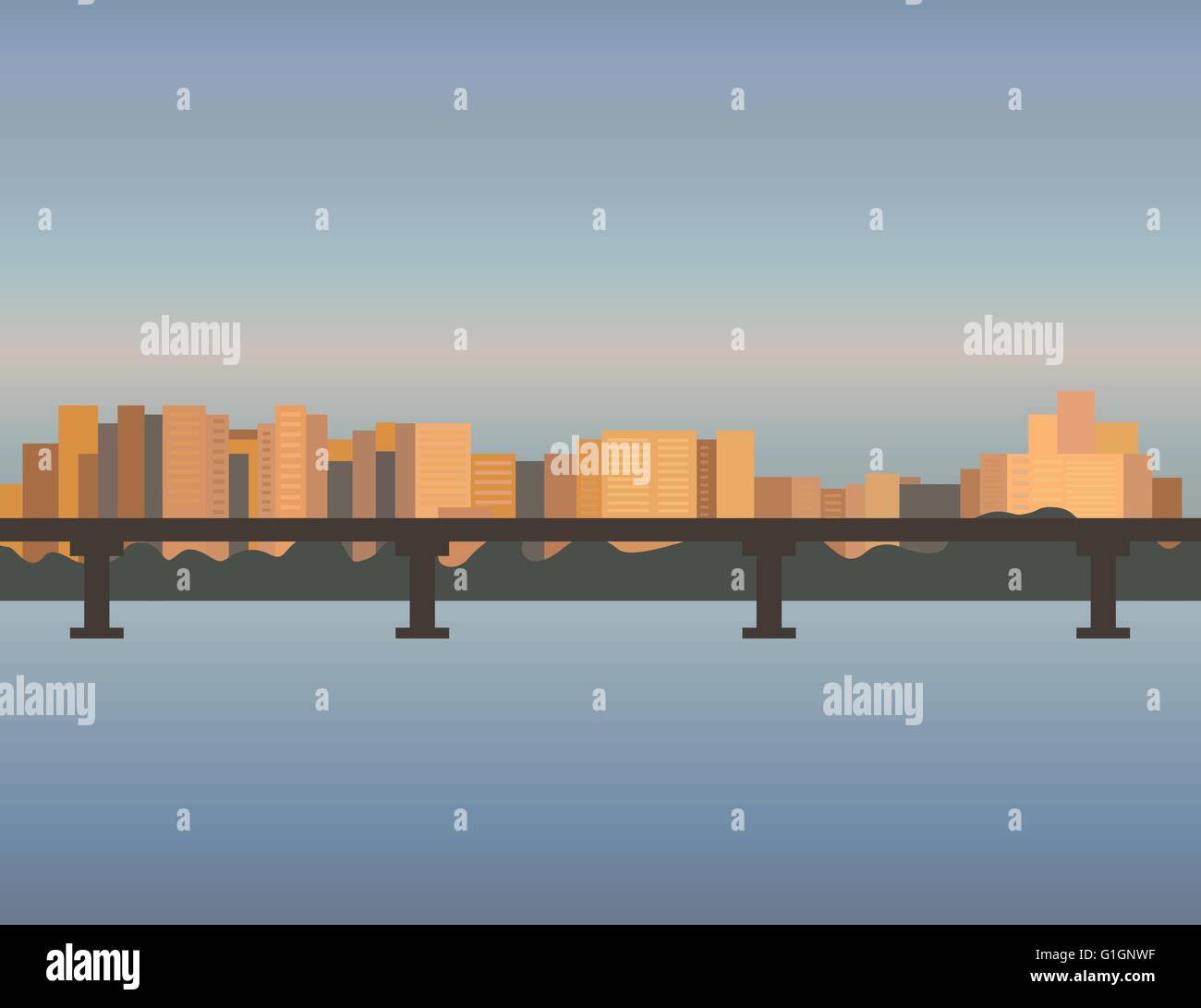 Harbor bridge at sunset Stock Vector Images - Alamy