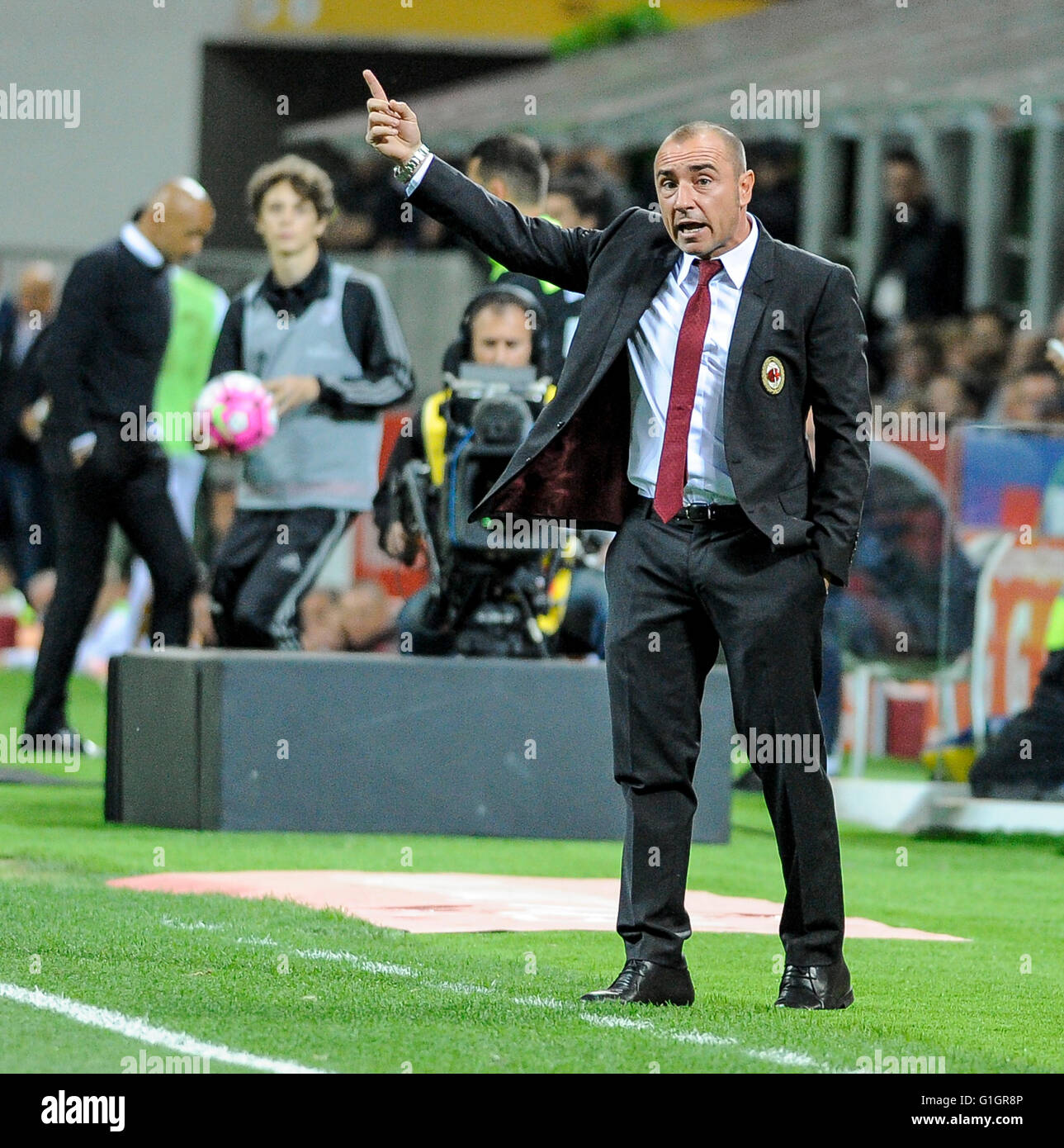 Milan, Italy. 14 may, 2016: Cristian Brocchi gestures during the Serie ...