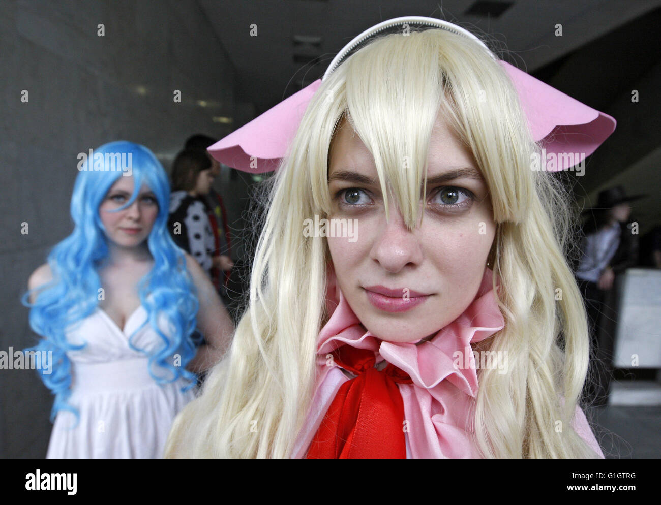 Kiev, Ukraine. 14th May, 2016. Cosplayers pose for a photo at the ...