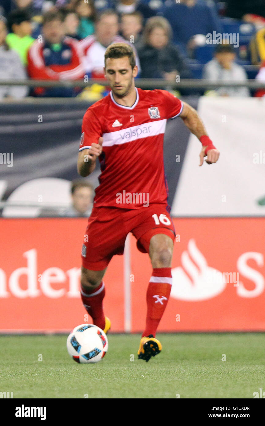 May 14, 2016; Foxborough, MA, USA; Chicago Fire defender Jonathan ...