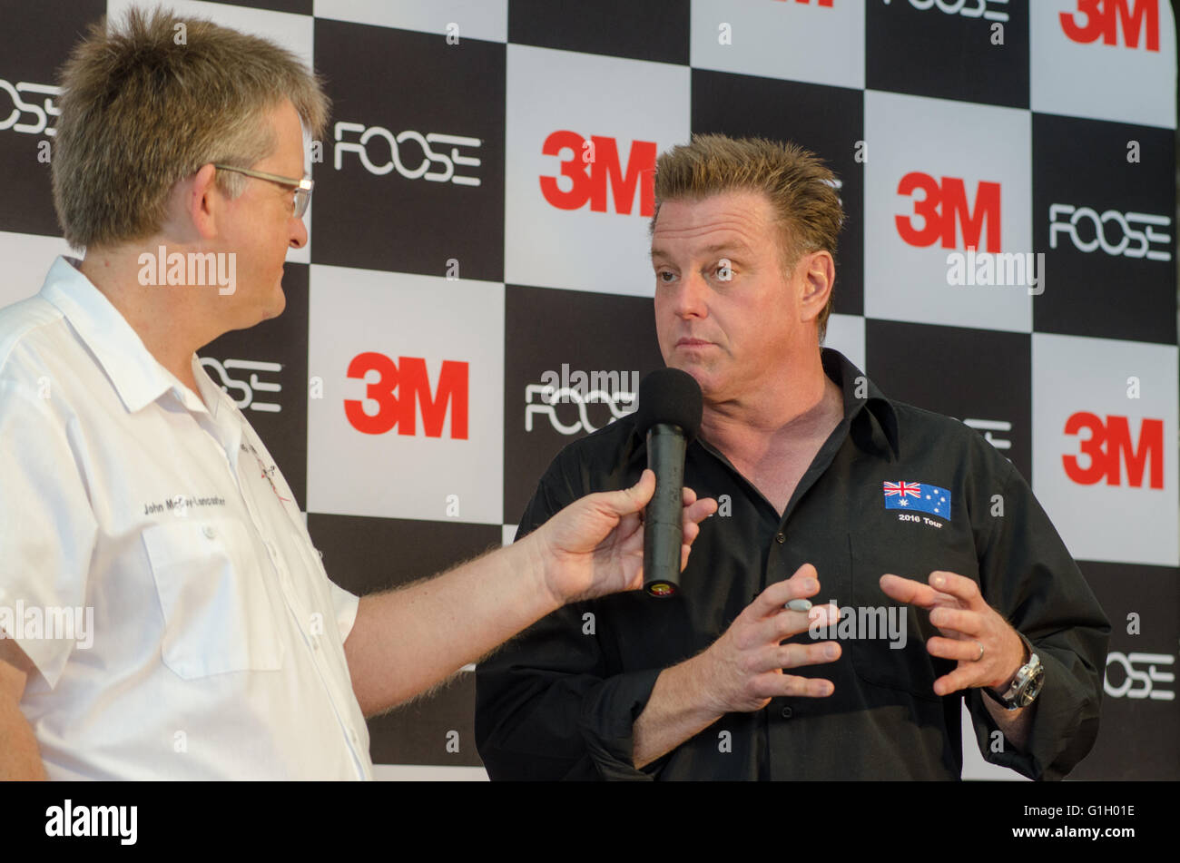 Chip Foose (R) being interviewed during his meet and greet at the expo ...