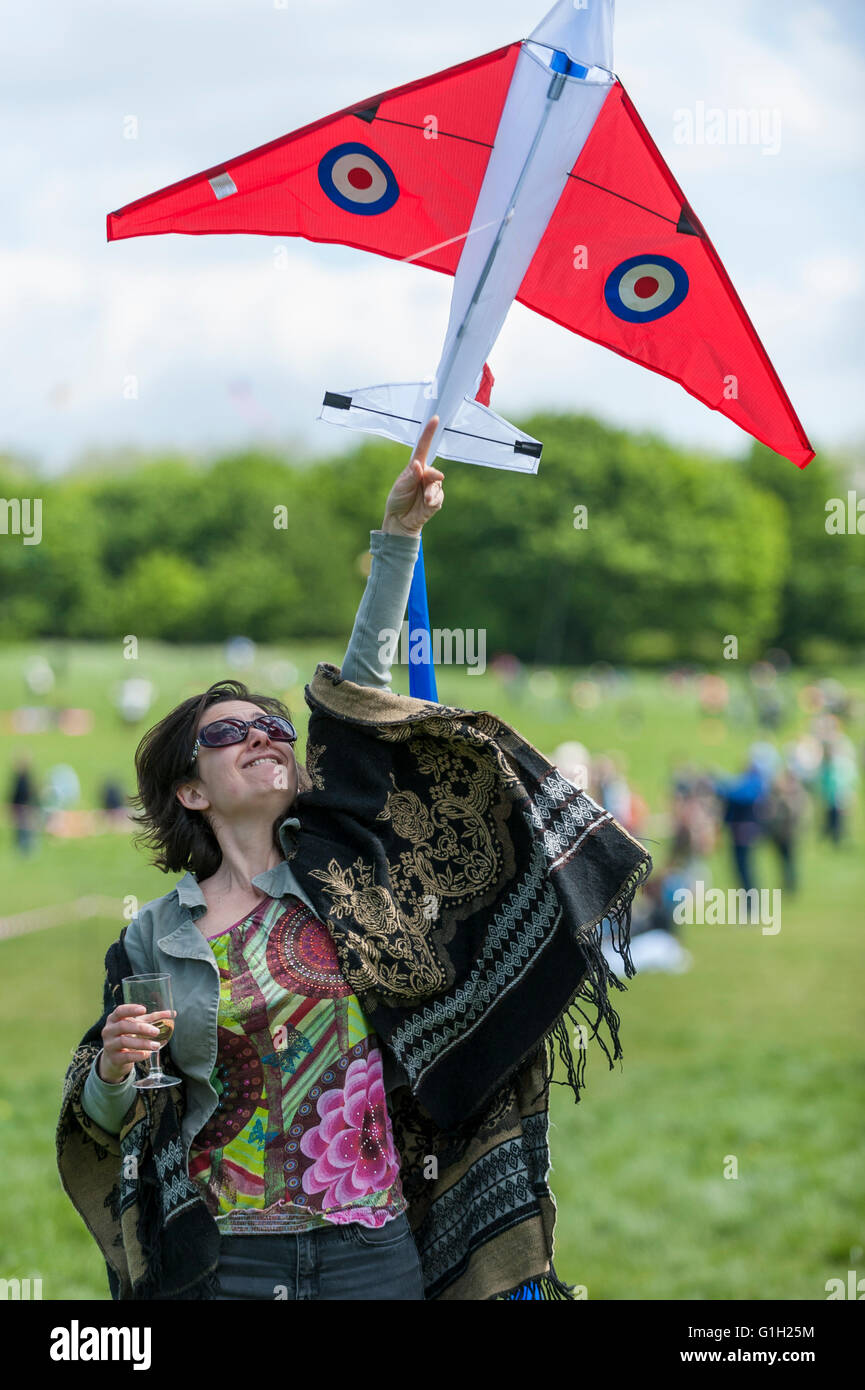 London, UK. 15 May 2016. Hundreds of kite flying fans enjoy the annual ...