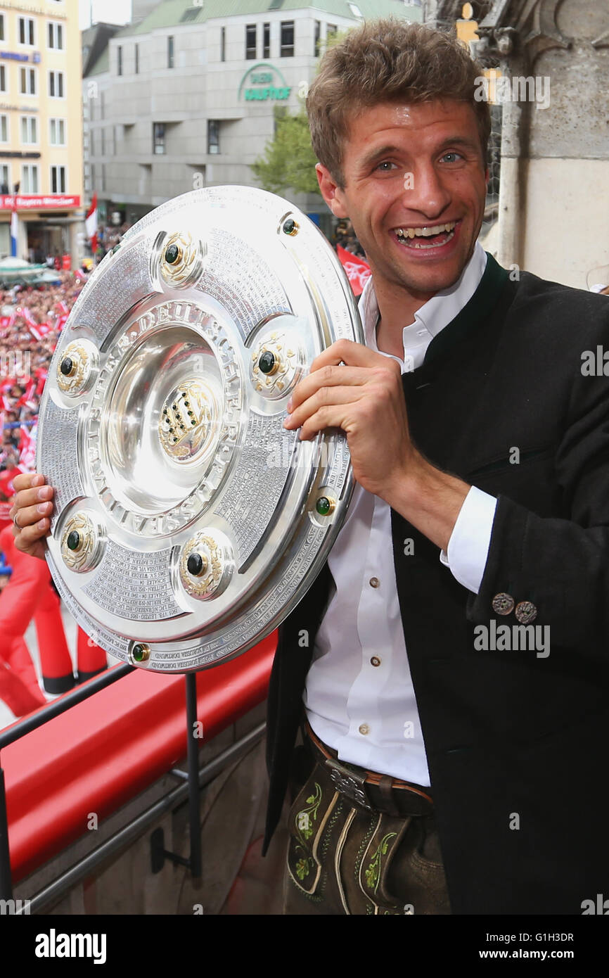 Munich, Germany. 15th May, 2016. Thomas Mueller of Bayern Muenchen ...