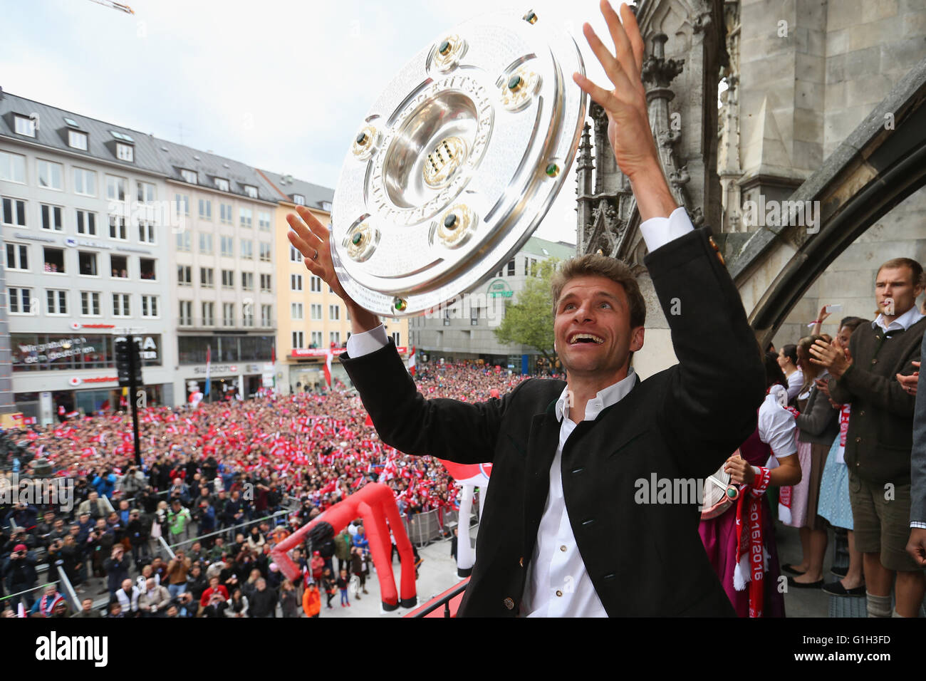 Munich, Germany. 15th May, 2016. Thomas Mueller of Bayern Muenchen ...