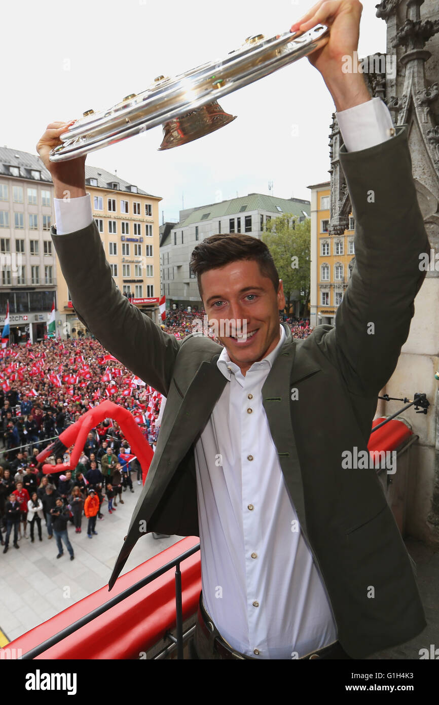 Munich, Germany. 15th May, 2016. Robert Lewandowski of Bayern Muenchen ...