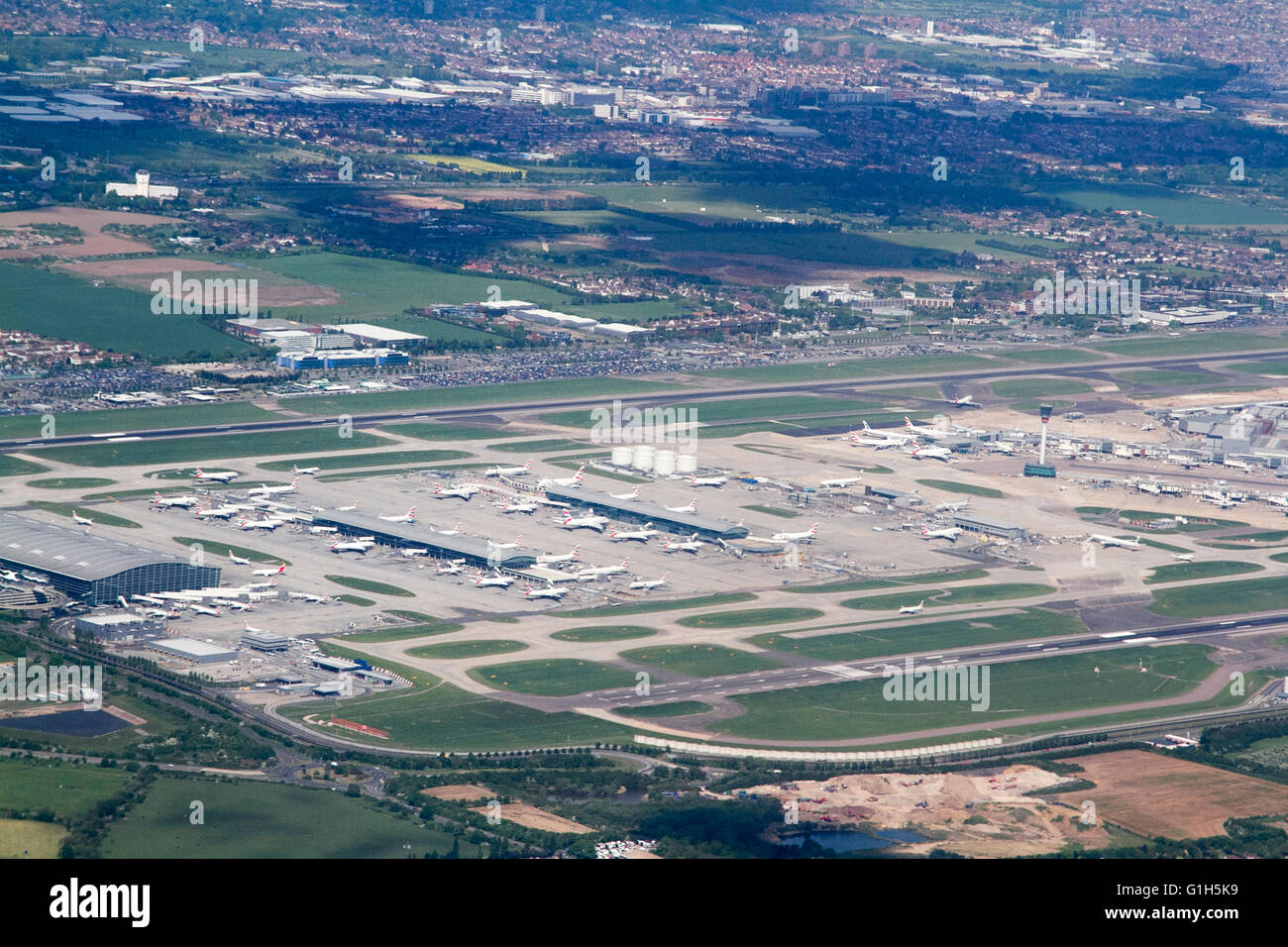 Heathrow airport aerial hi-res stock photography and images - Alamy
