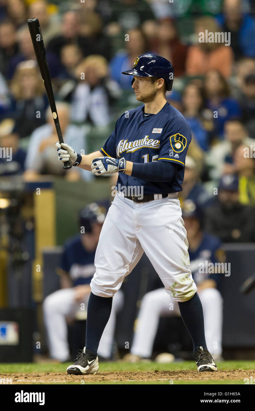 Milwaukee, WI, USA. 14th May, 2016. Milwaukee Brewers center fielder Alex Presley #15 at the ...