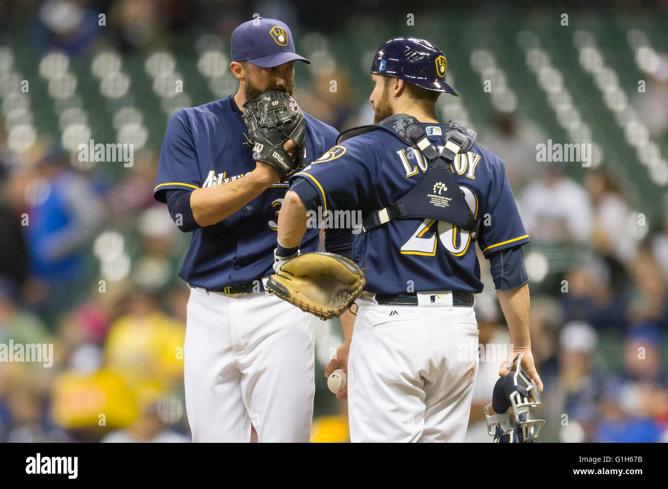 Milwaukee, WI, USA. 14th May, 2016. Milwaukee Brewers relief pitcher ...
