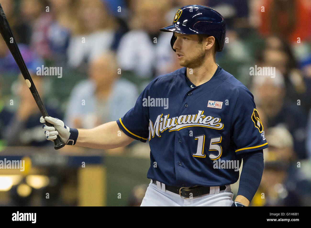 Milwaukee, WI, USA. 14th May, 2016. Milwaukee Brewers center fielder ...