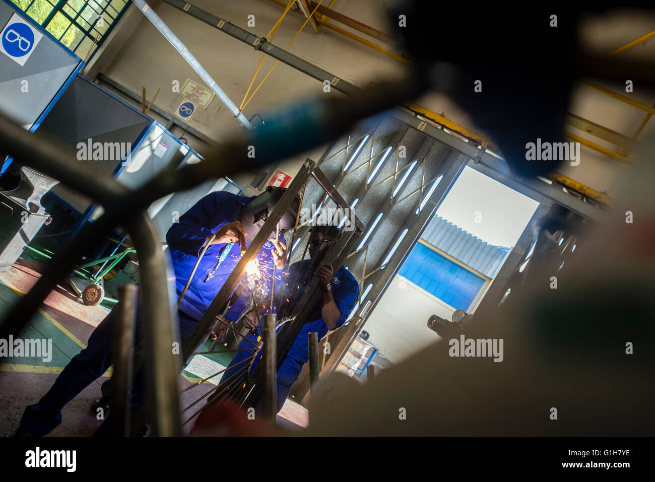 Working process in the workshop of Welding and Fabricating course of ...