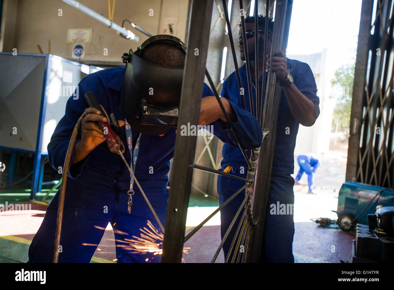 Working process in the workshop of Welding and Fabricating course of ...