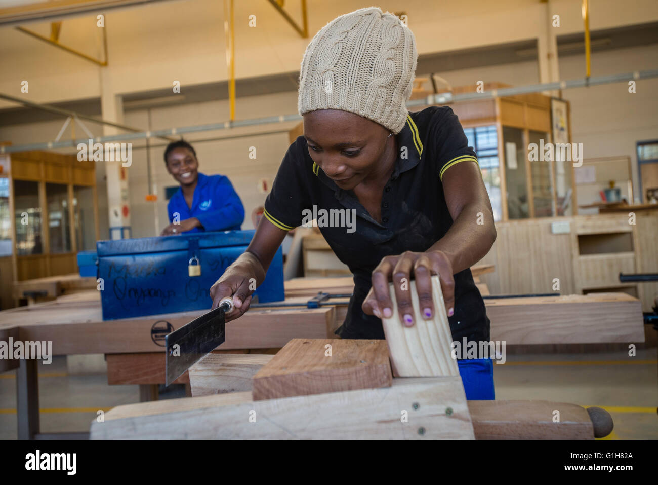 Student of Cabinetmaking Trade making chair at workshop of the Windhoek ...