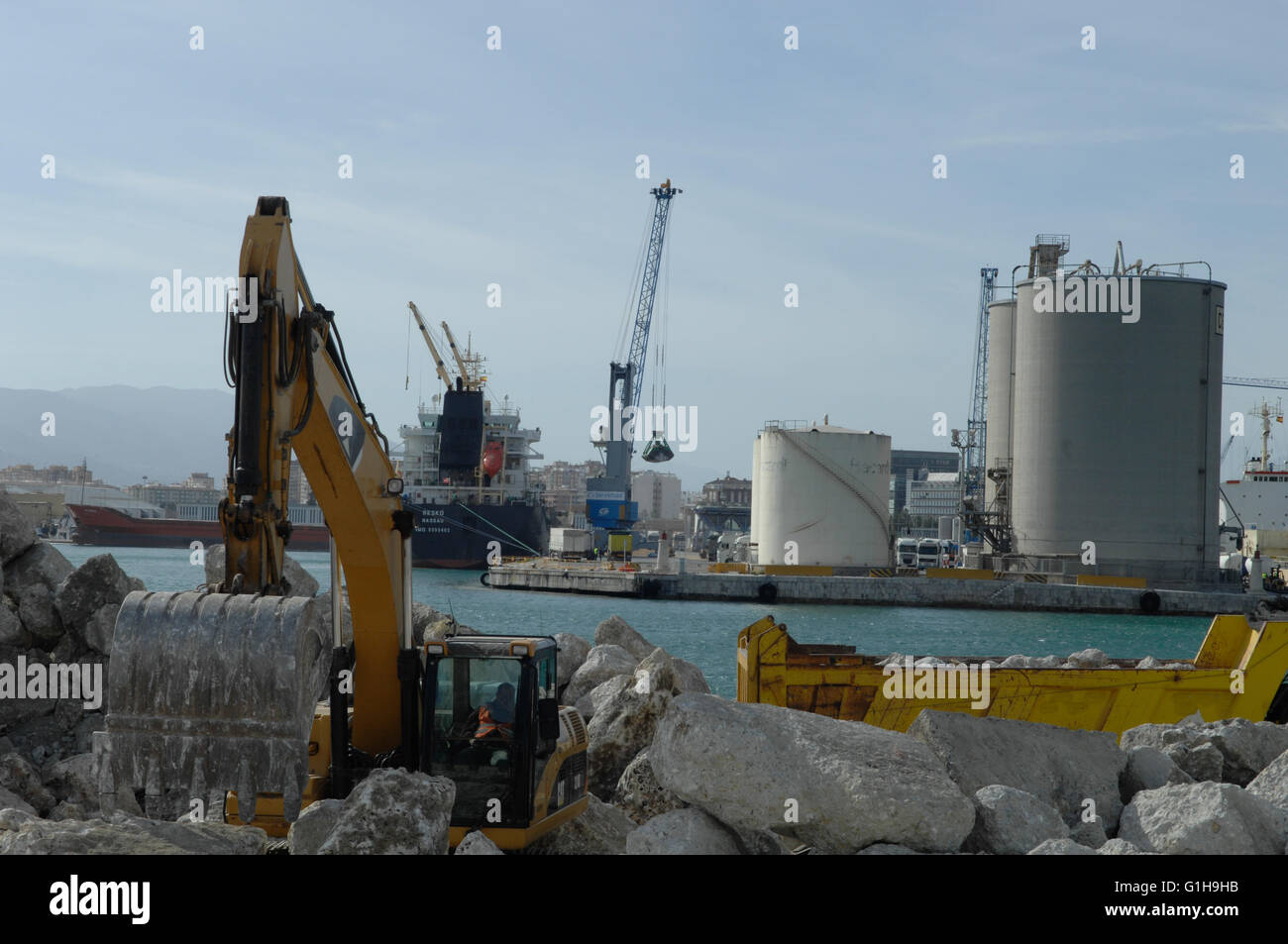 container,containers, container port,port, Malaga Stock Photo - Alamy