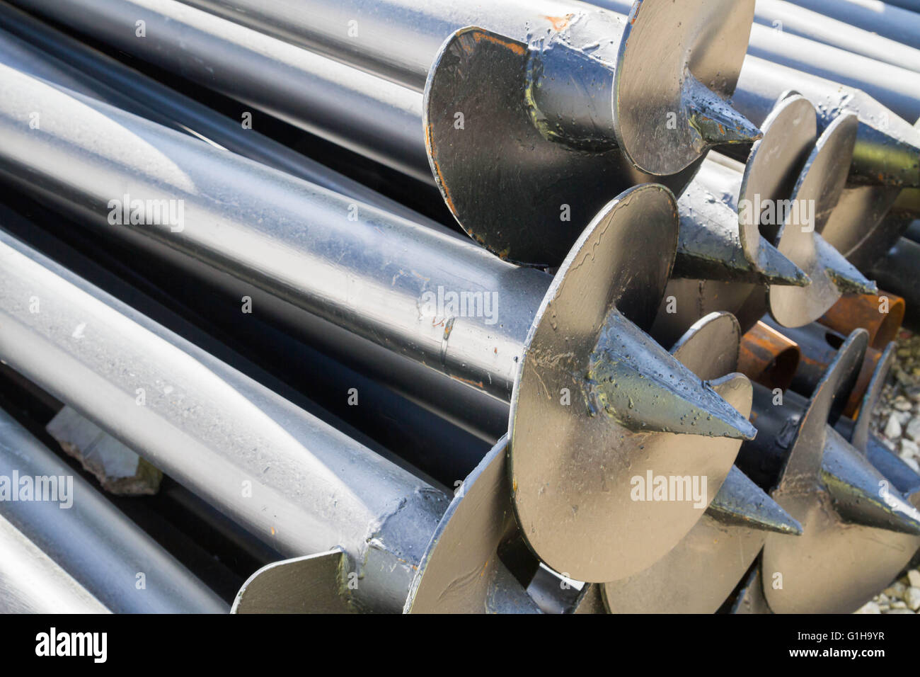 Construction material piles for building foundations for houses Stock ...