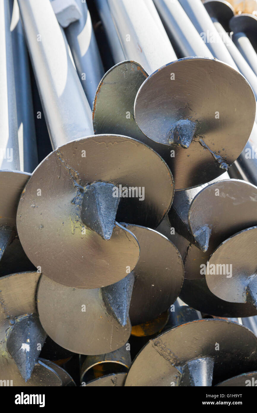 Construction material piles for building foundations for houses Stock ...