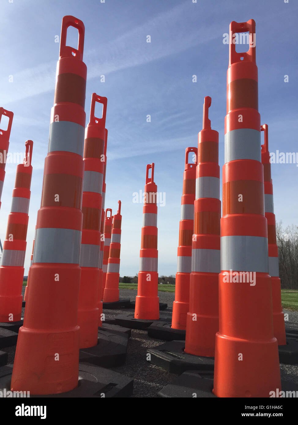 Plastic traffic cones Stock Photo - Alamy