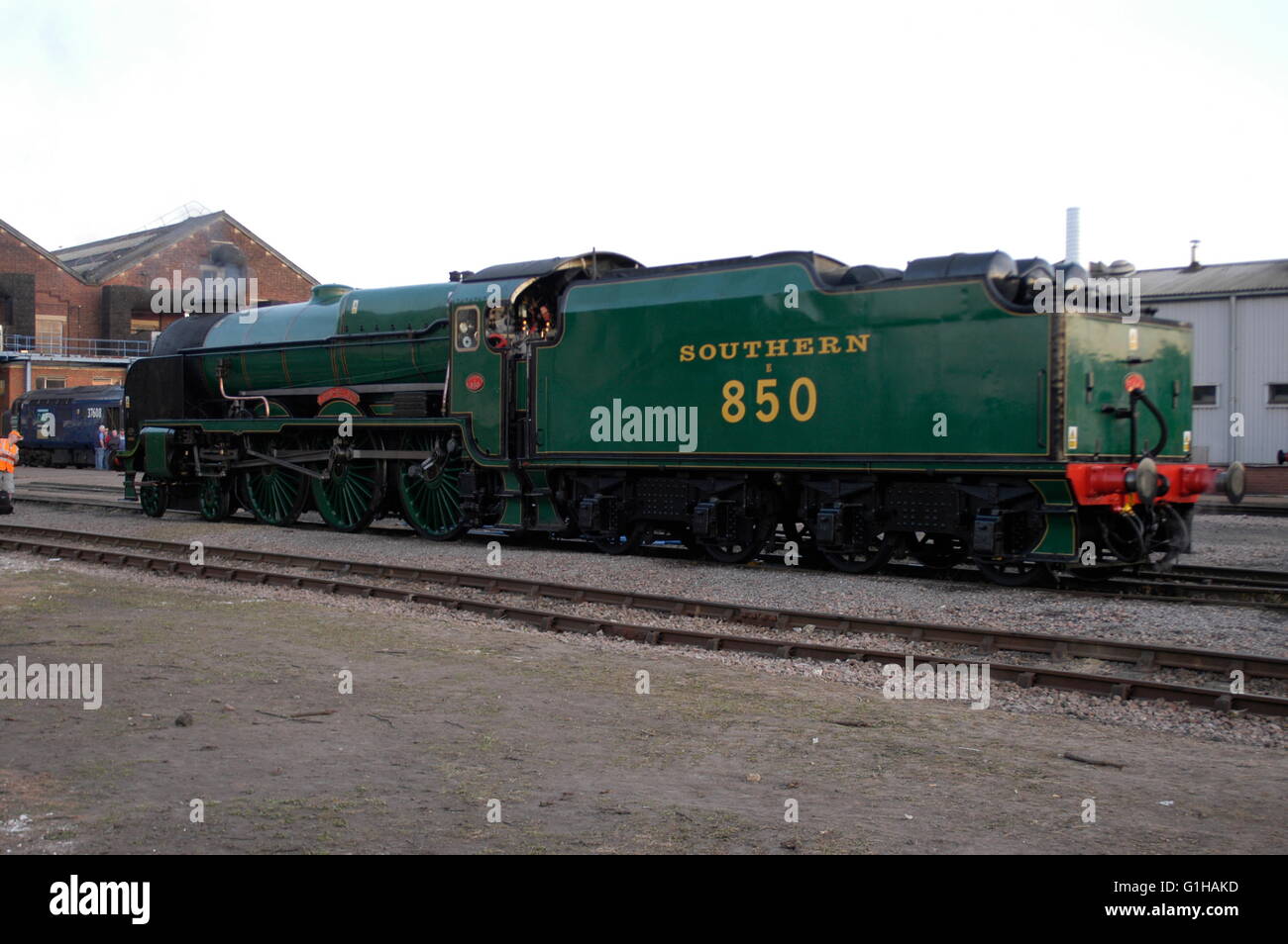 Diesel and steam locomotives in a yard Stock Photo - Alamy