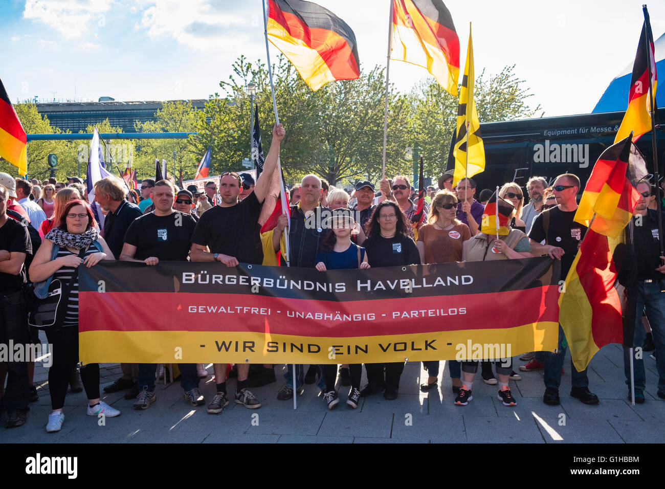 Far-right demonstrators protest against Islam, refugees and Angela ...