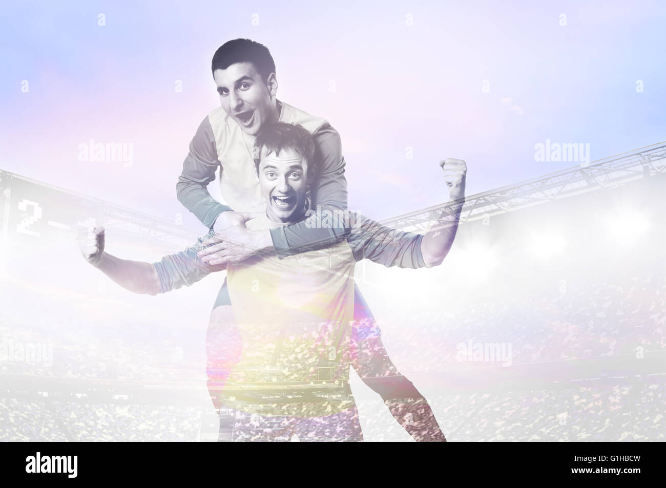 players celebrating goal Stock Photo - Alamy