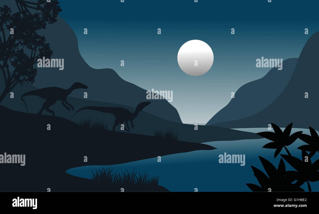 silhouette of eoraptor in riverbank Stock Vector Image & Art - Alamy