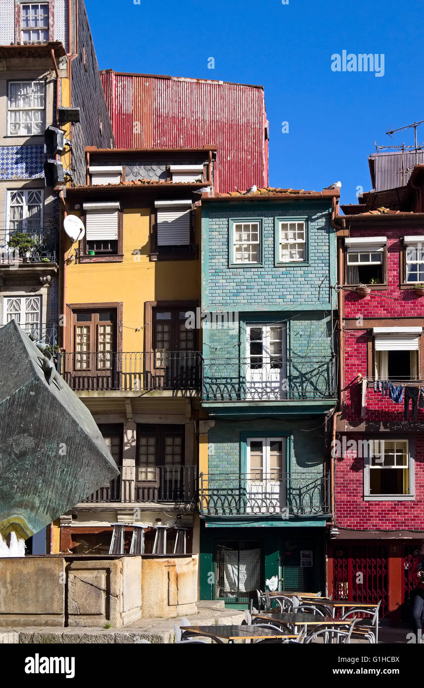 Traditional facades of houses in old town, Porto, Portugal Stock Photo ...