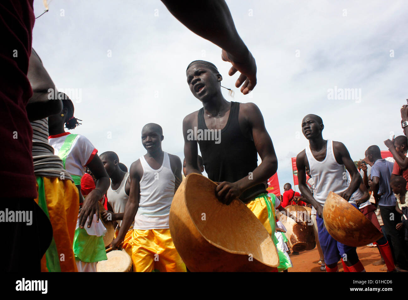 Traditional dancers entertain guests in Kampala, Uganda. Music and ...