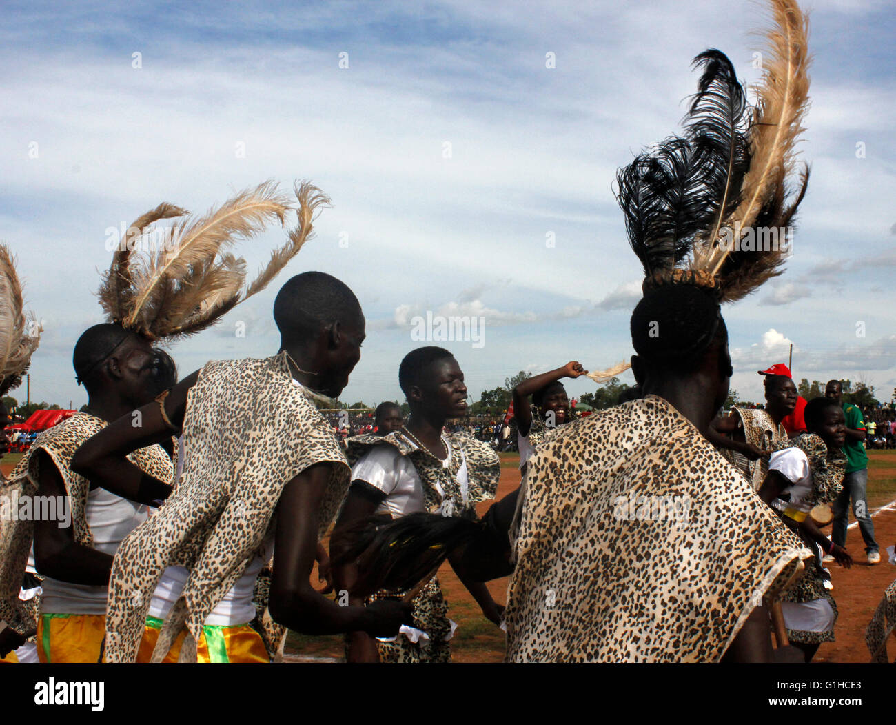 Traditional dancers entertain guests in Kampala, Uganda. Music and ...