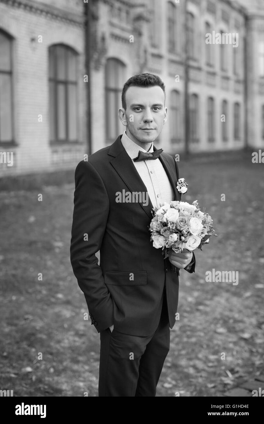 Confident man in tie Black and White Stock Photos & Images - Alamy