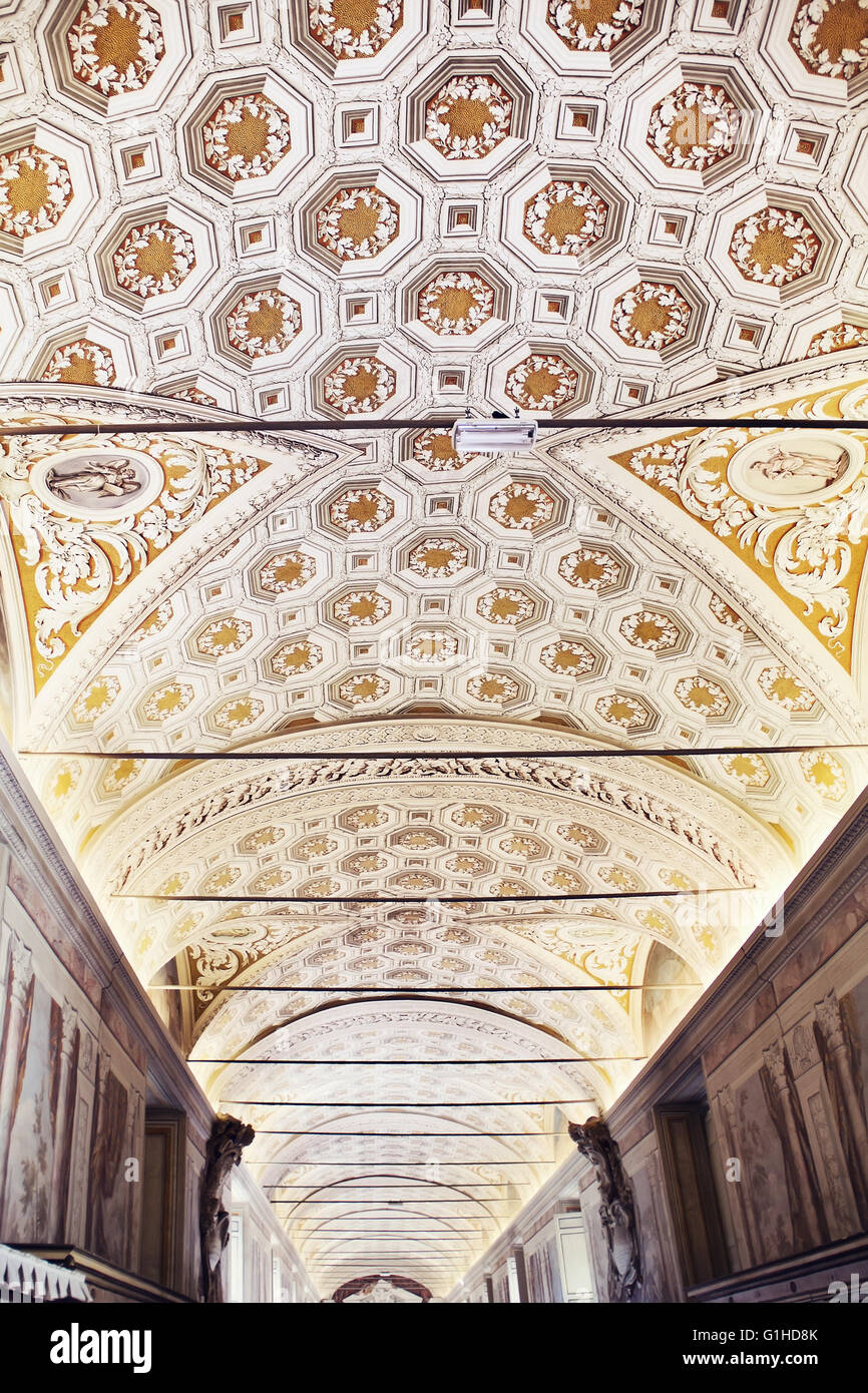 ROME, APRIL 22, 2014: Interior of gallery (fragment of ceiling) of the ...