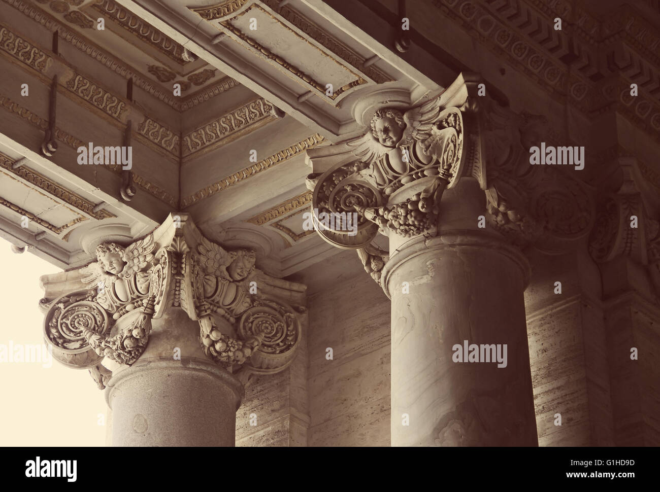 Close-up of corinthian columns of St. Peter's Basilica in Vatican, Rome ...