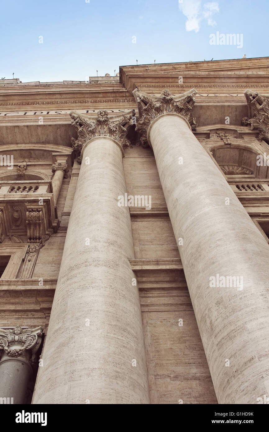 Detail of exterior Saint Peter's Basilica with corinthian columns in ...