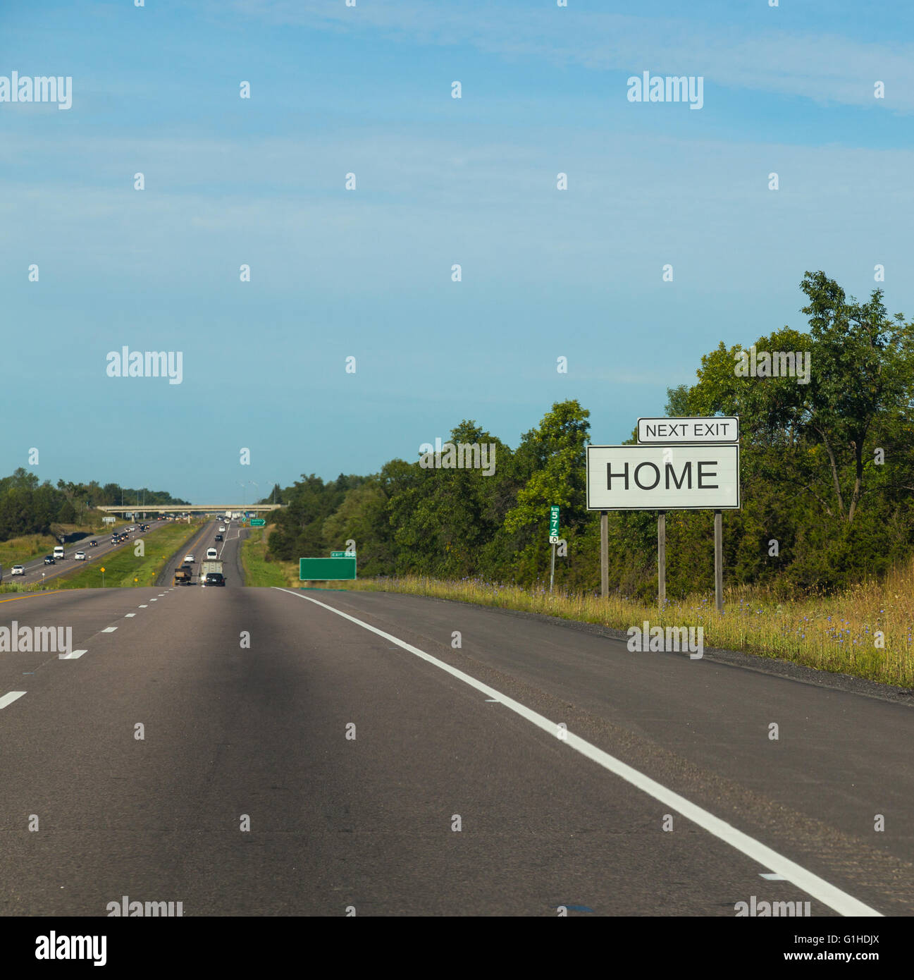 Home next exit sign hi-res stock photography and images - Alamy